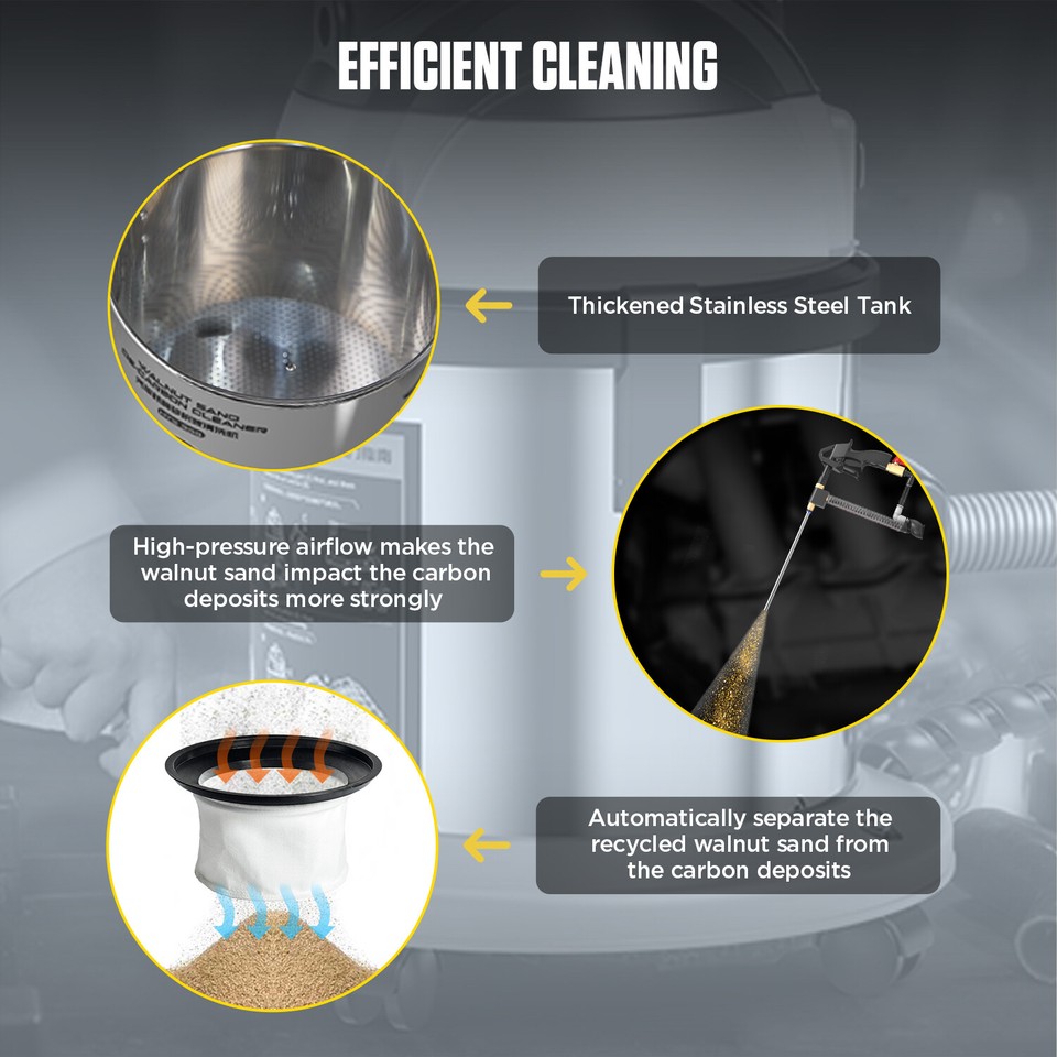 Walnut Blaster Engine Intake Valve Cleaner Carbon Deposits Cleaning ...