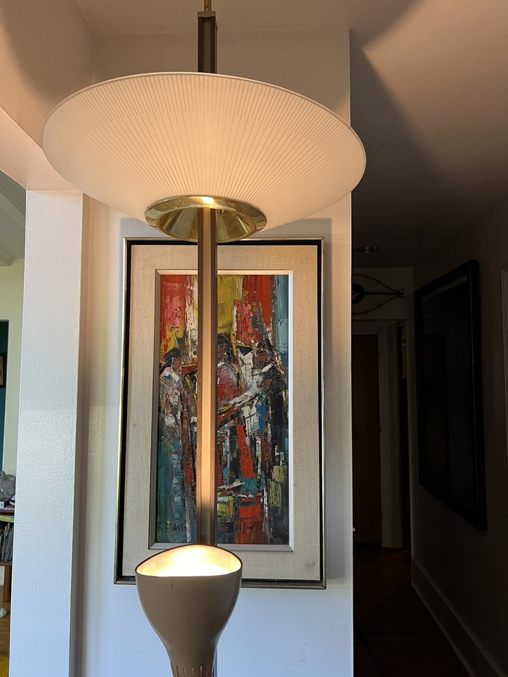 Lightolier Gerald Thurston Lytegem MCM MODERN ATOMIC TENSION POLE LAMP ...