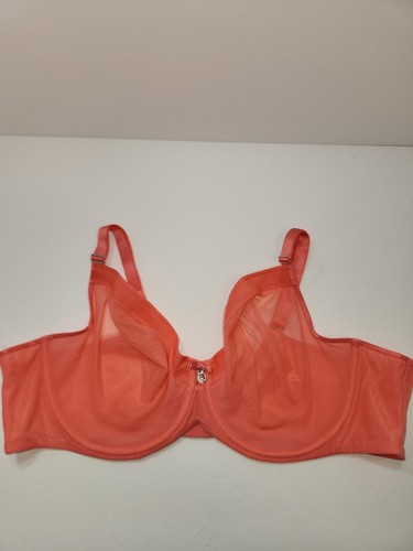 Curvy Couture Underwire Unlined Full Coverage Bra 1311 Size 44C Coral ...