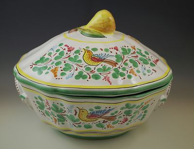 DERUTA POTTERY ITALY ARABESCO BIRD TUREEN PEAR FINIAL Nos VTG | eBay
