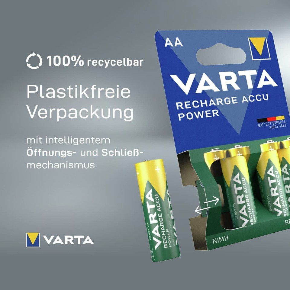 Varta Power Akkus AAA Micro 1000mAh wiederaufladbare Batterien +NEU+ ...