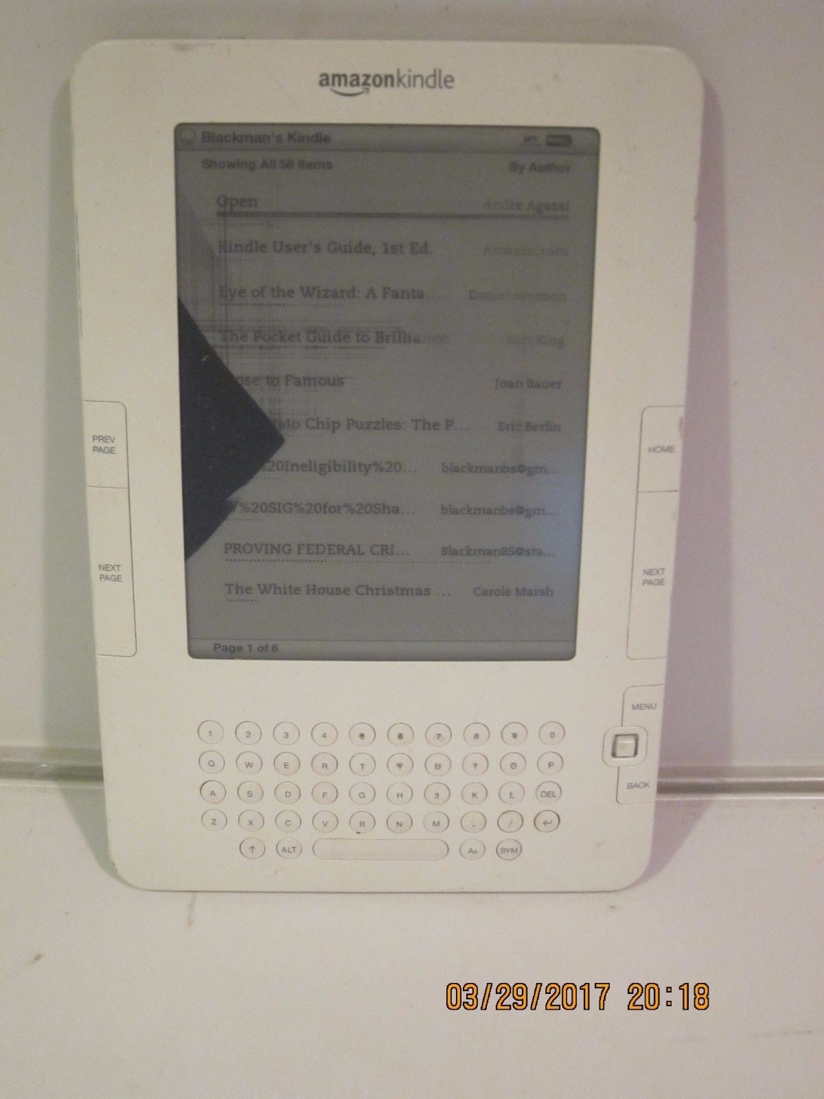 Amazon Kindle Keyboard, 2nd Gen, PARTS ONLY, Model No.D00701-FREE SHIP ...