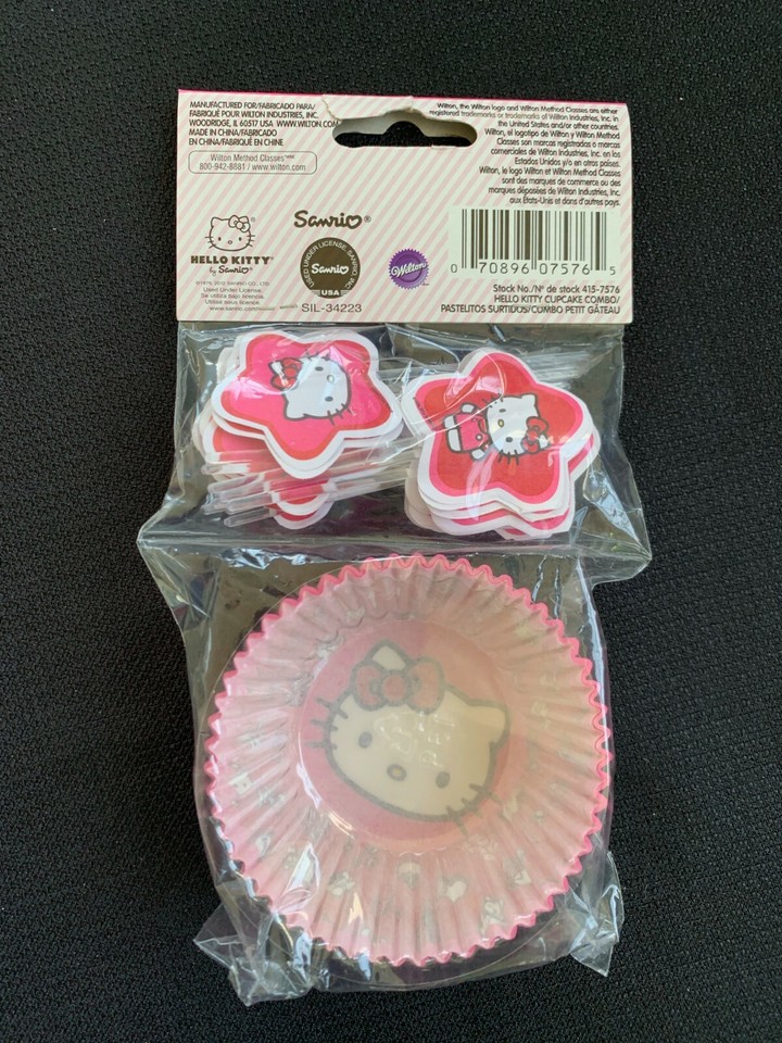 Hello Kitty Cupcake Baking Cup Liners And Picks Combo 24 cups 24 picks ...