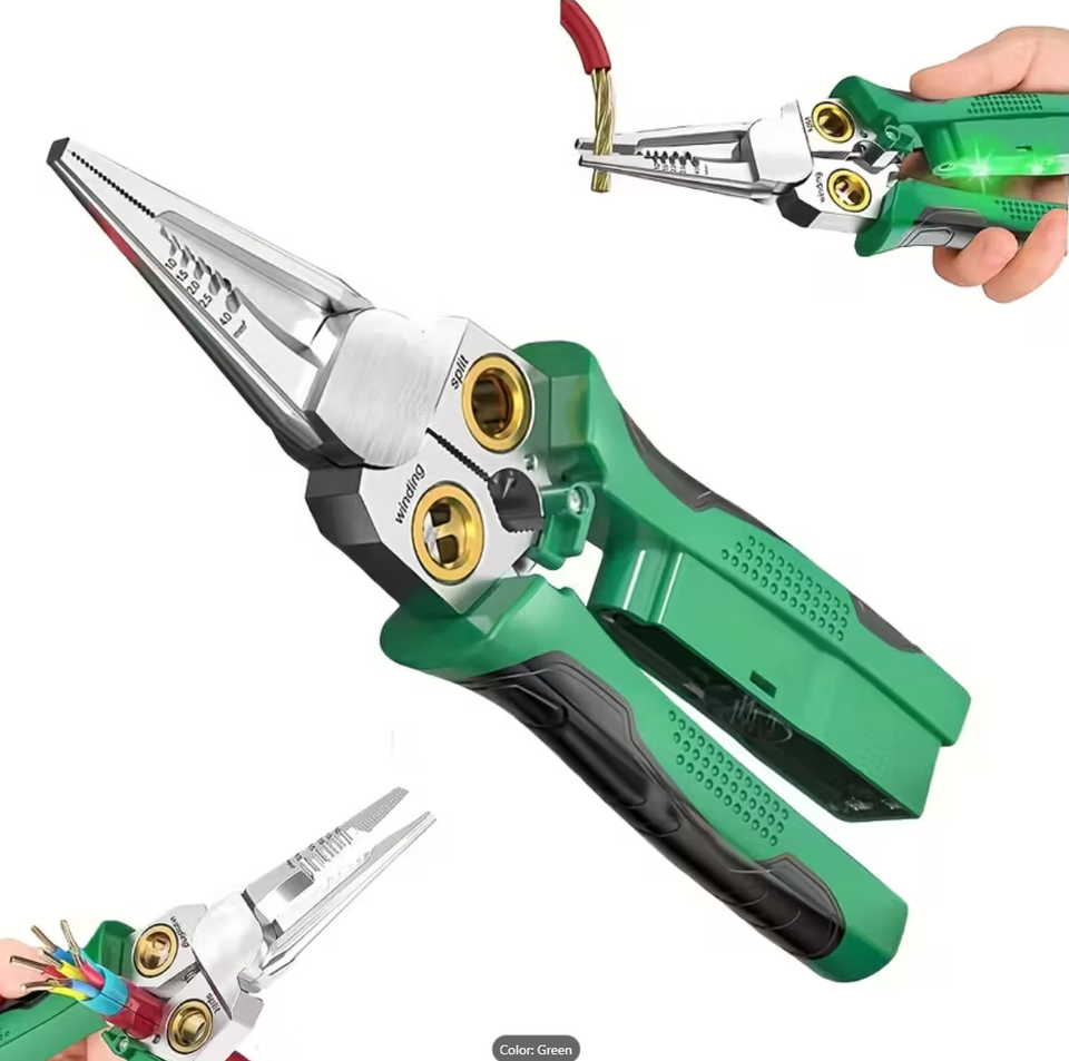 8-in-1 Wire Stripper for Electrician Needle Nose Pliers with Voltage ...