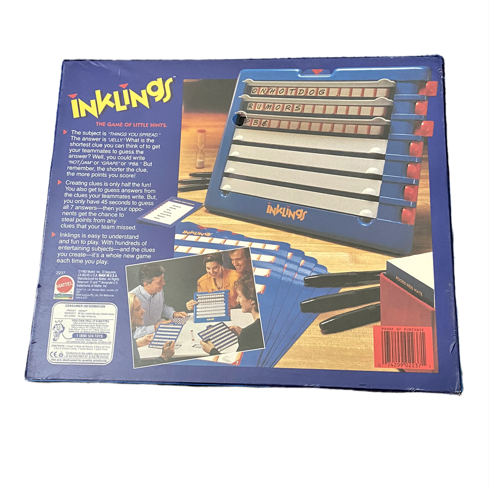 Vintage Inklings The Game of Little Hints Board Game Mattel USA 1993 ...