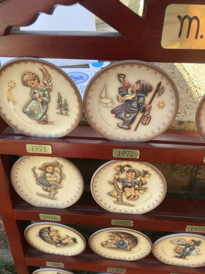 Vintage Hummel Mini Plates Set 1971 To 1995,With Wood Display,IN ...