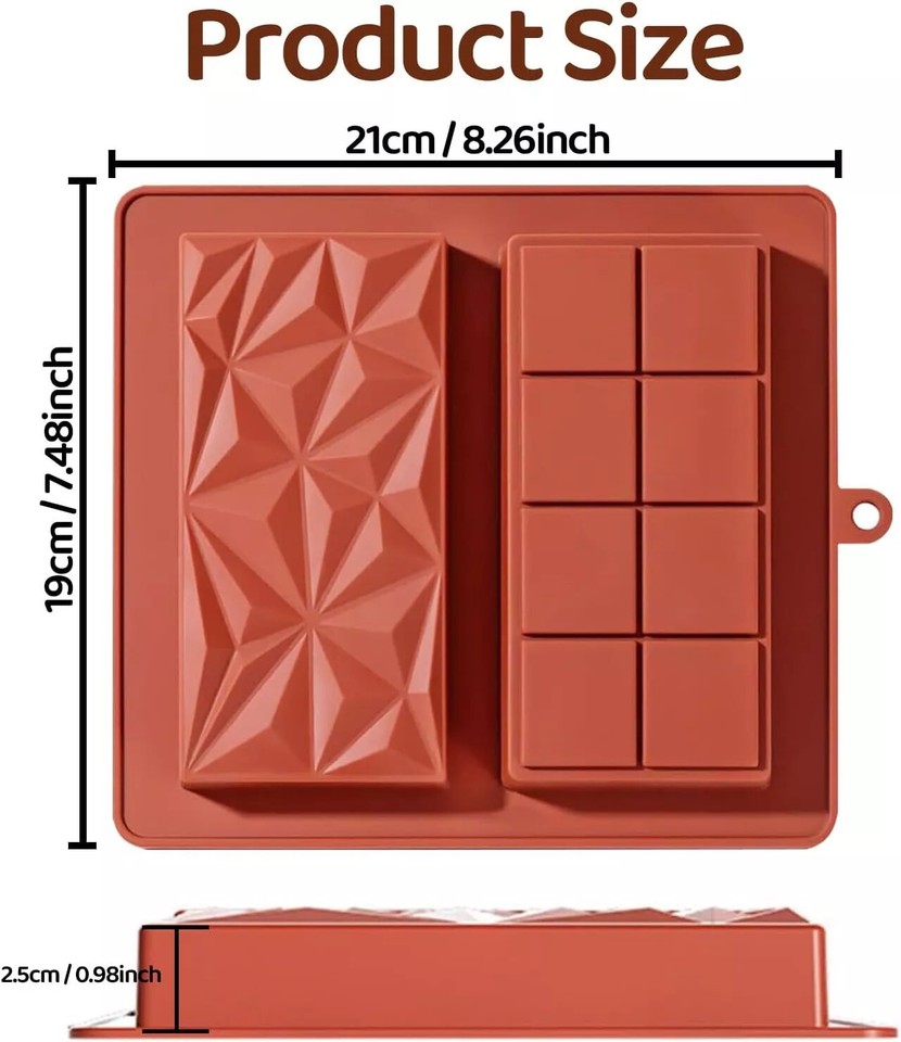 SIlicone Deep Chocolate Bar Mould Dubai Kunafa Pistachio Chocolate ...