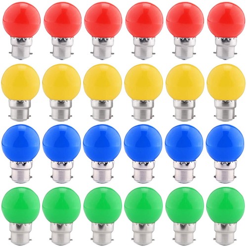 24 Pcs Colorful B22 LED G45 Bulbs 2W AC 220V LED Plastic Bulb for Stage ...