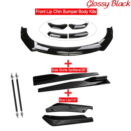 Glossy Black Front Bumper Spoiler Body Kit / Side Skirt /Rear Lip for ...