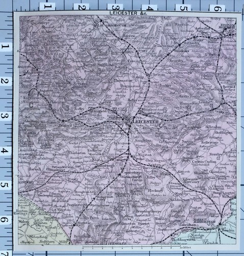 1883 MAP LEICESTER MARKET HARBOROUGH MOUNT SORREL RATBY COALVILLE ...