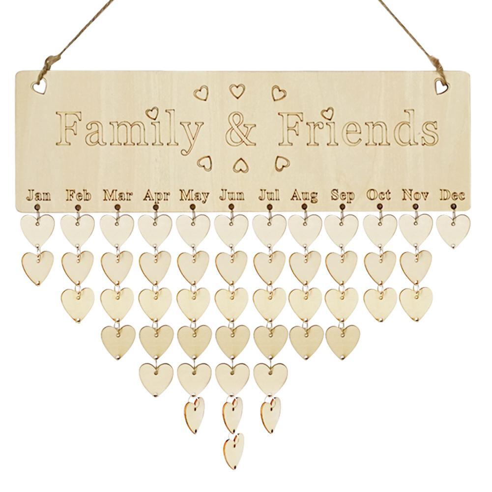 Wooden Family Friends Date Reminder Sign DIY Calendar Board Home Decor ...