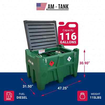 AM-TANK 116 Gal Portable Diesel Tank w/ Electric Transfer Pump ...