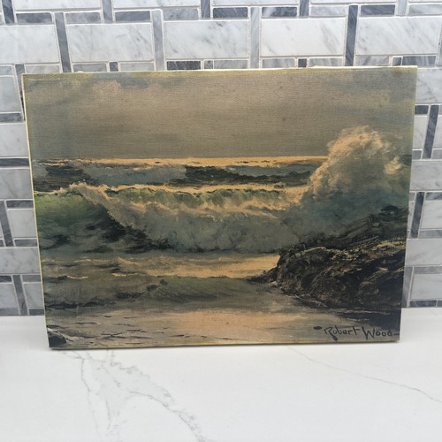 Signed Original Robert Wood Painting On Canvas Ocean Waves 12 X16 ...