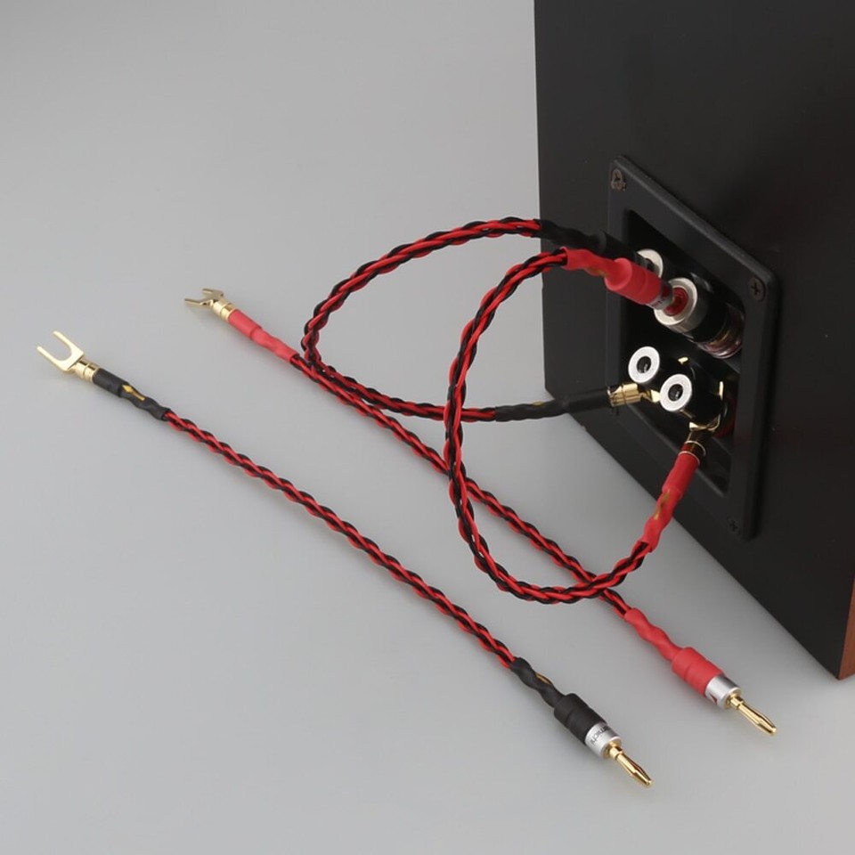 4pcs Pure Copper 6Cores Banana Spade HIFI Speaker Braid Jumper Cable ...