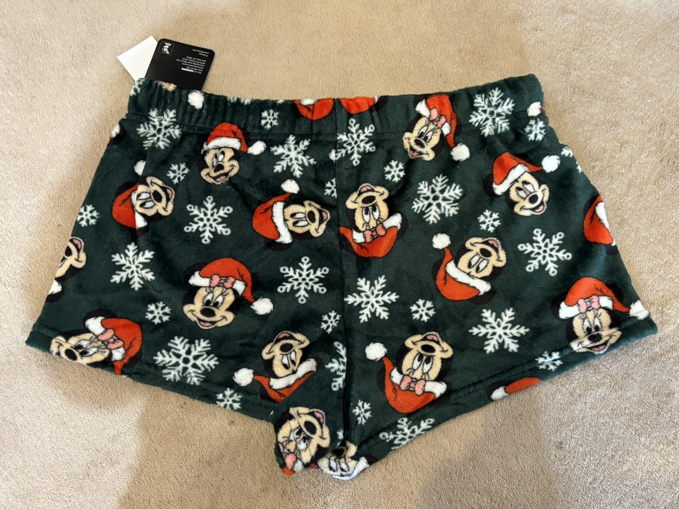 NEW, CHRISTMAS DISNEY MICKEY MOUSE PLUSH LOUNGE SLEEP SHORTS, JUNIOR ...