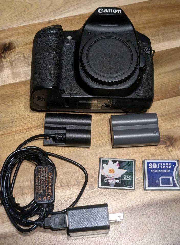 Canon EOS 50D 15.1MP Digital SLR Camera Body Wall Charger CF Card ...
