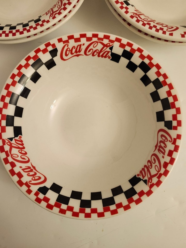 5 Vintage Gibson Coca Cola Dinnerware Saucers/ Bowls Black Red ...