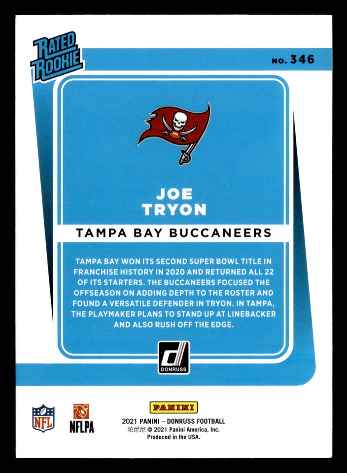 Joe Tryon 2021 Donruss RATED ROOKIE #346 Buccaneers FOOTBALL RC | eBay