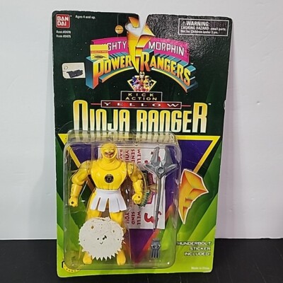 Mighty Morphin Power Rangers MOC 5.5" Kick Action Yellow Ninja Ranger ...