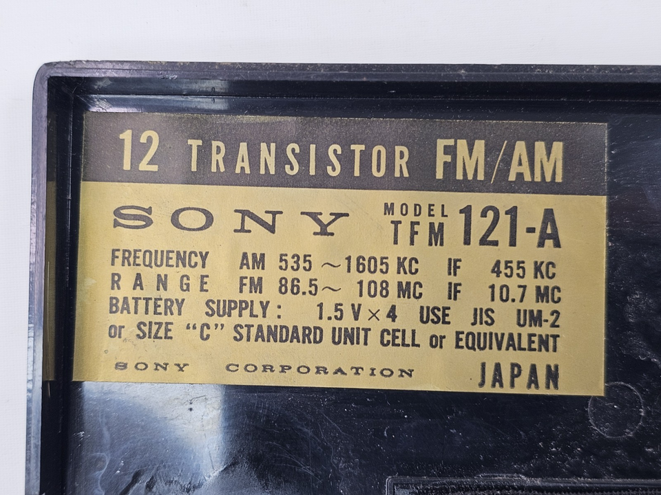 Vtg 1959 Sony TFM 121 AM/FM AFC 12 Transistor Radio TESTED (See Video ...