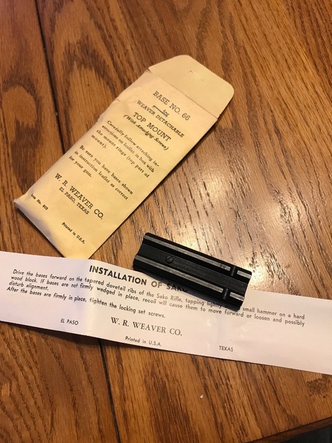 NOS Weaver #66 Top Mount Scope Base 08066 or 48066 Black Sako Vixen ...