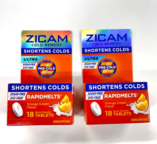 2 Pack (18 in each) ZICAM Cold Remedy Rapidmelt Tablets Orange Flavor ...