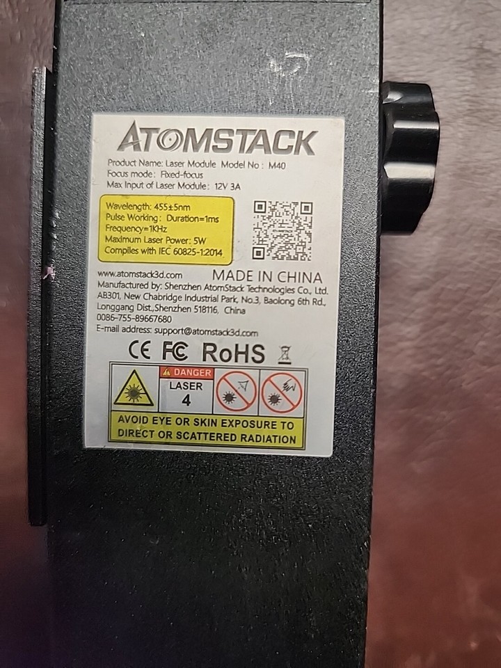 Atomstack Laser Module M40 Focus Mode Fixed-focus, Max input 12v-3A | eBay