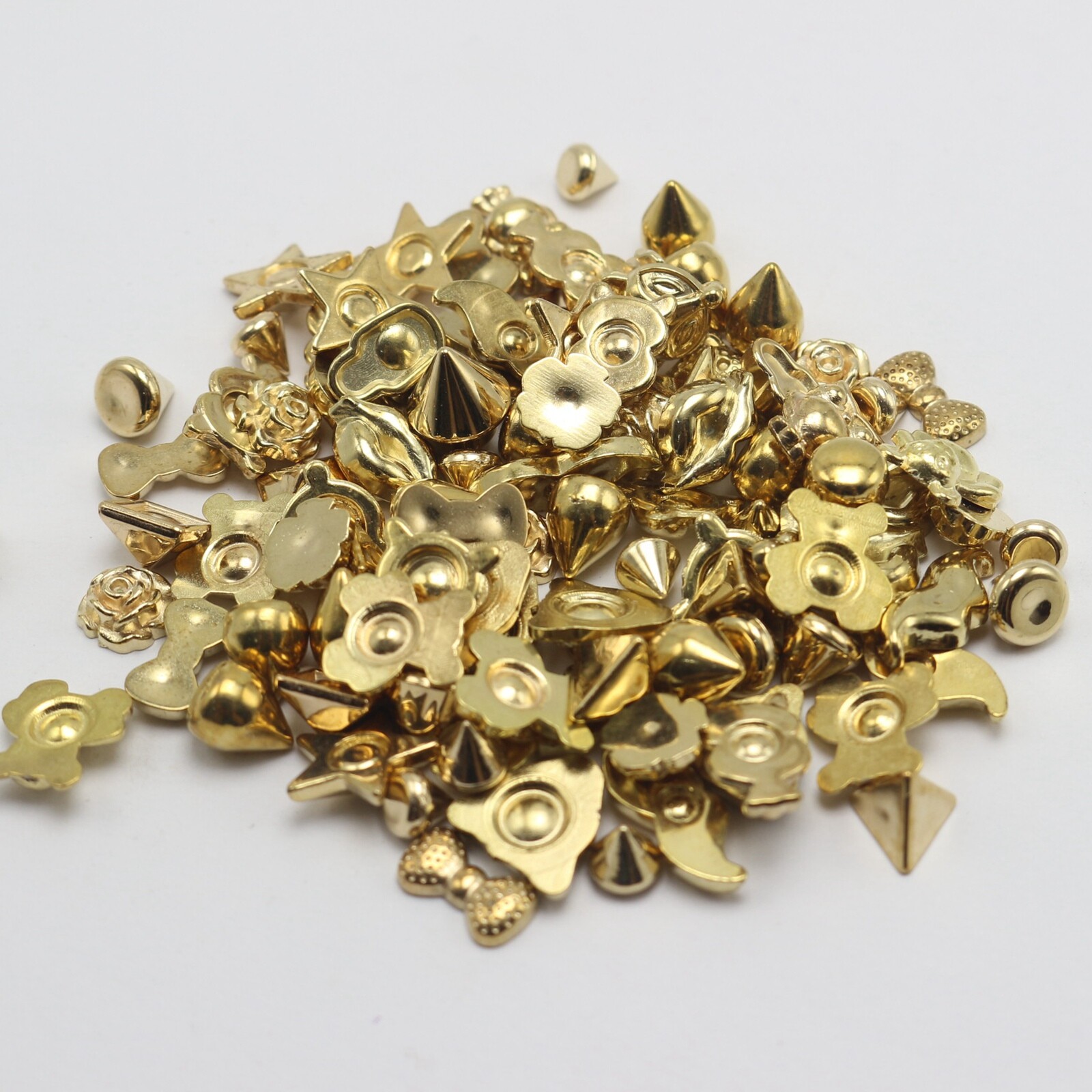 100 Assorted Gold Tone Metallic Acrylic Flatback Spike Star Animal ...