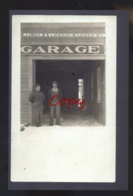 REAL PHOTO SPICER MINNESOTA NELSON ERICKSON GARAGE MECHANIC POSTCARD ...
