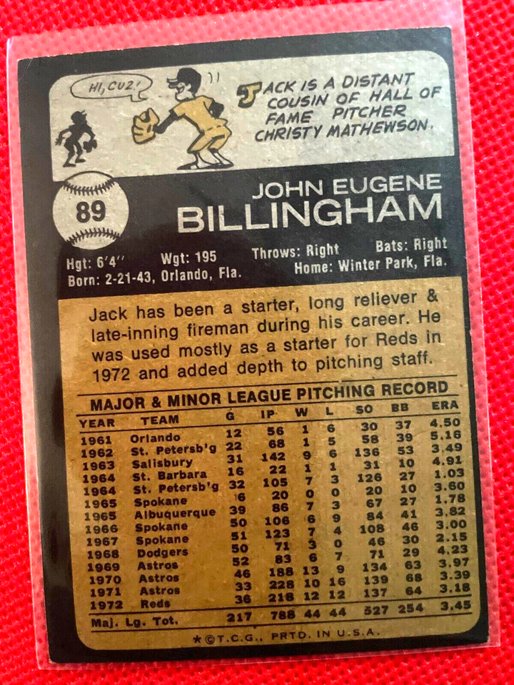 1973 TOPPS # 89 JACK BILLINGHAM | eBay