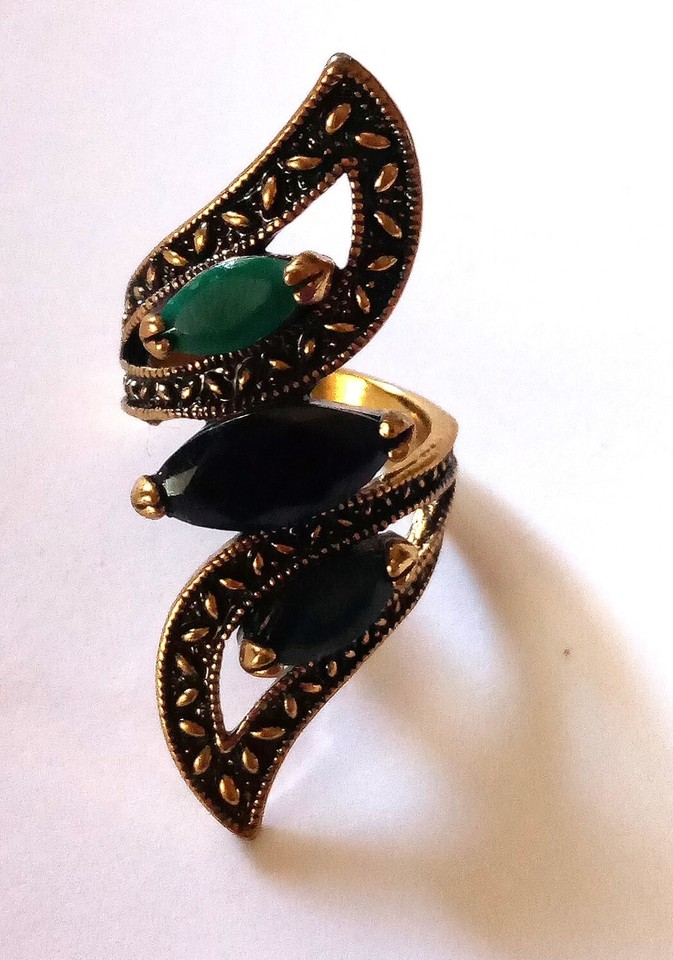 Three Rhinestone Ring Size 7 Women's Gold Color Band Free Shipping | eBay