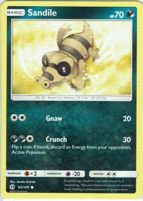 Pokemon Card Sun and Moon No. 83/149 Sandile English | eBay UK