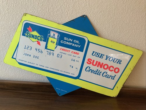 VINTAGE ANTIQUE METAL ADVERTISING WALL SIGN SUNOCO GAS OIL 26”x18” | eBay