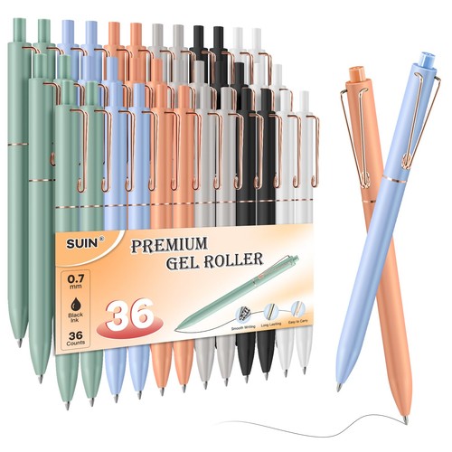 Pens - 0.7mm Quick-Dry Black Ink, Retractable Rolling-Ball -Pens ...