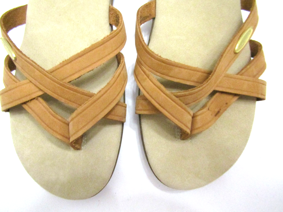 VTG GH Bass Sunjuns SHARON Flat Strappy Sandals TAN-BROWN LEATHER ...