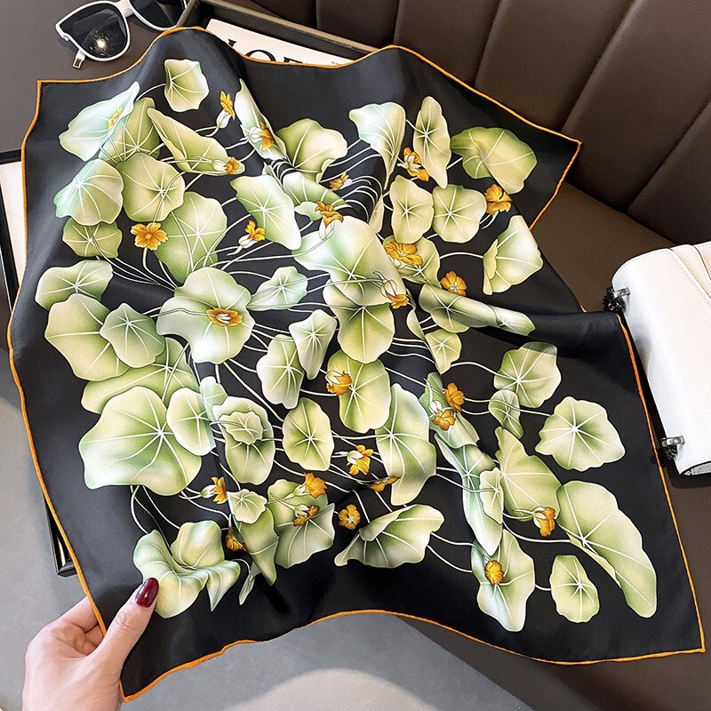 100% Silk Twill Scarf Women 14 Momme Kerchief Square Bandana Wrap Green ...