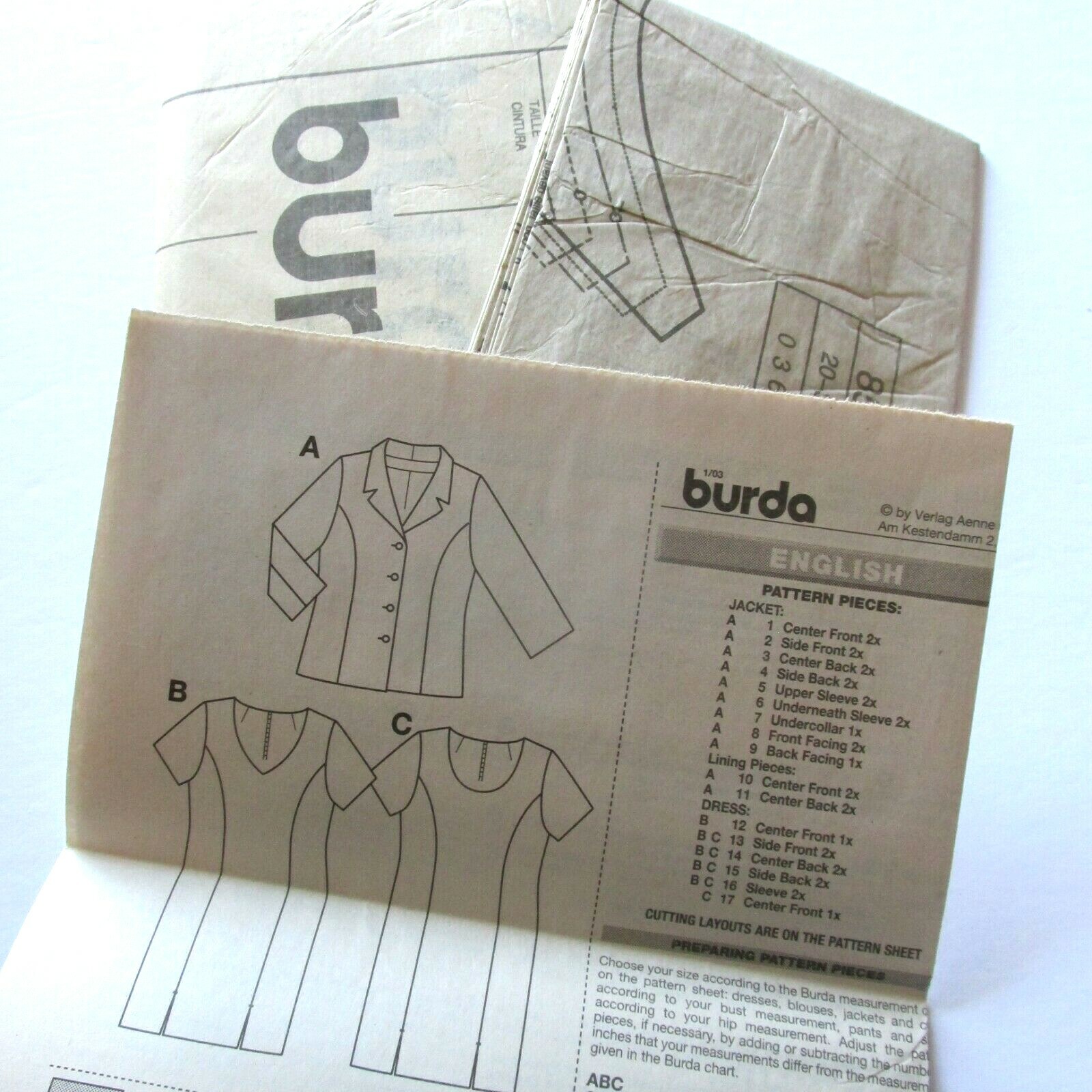 Burda 8530 Pattern Dress and Jacket Women Plus Multi Sizes 20 - 34 ...