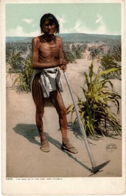 Original ~1910 Moki Pueblo Indian with Hoe Detroit Publishing postcard ...