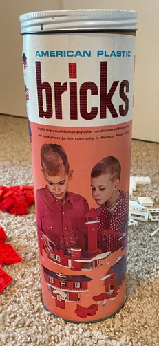 American Plastic Bricks No.705 Vintage Blocks Over 120 Pieces w ...