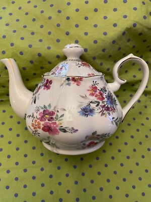 Grace Teaware Fine Porcelain Teapot 32 Ounces SPRING FLOWERS w/Gold ...
