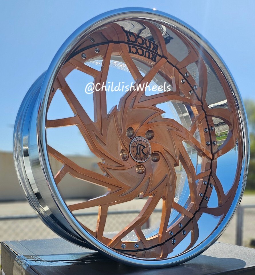 24" Inch Rose Gold Rucci Buds 5x115 WIDEBODY Charger Challenger 2pc ...