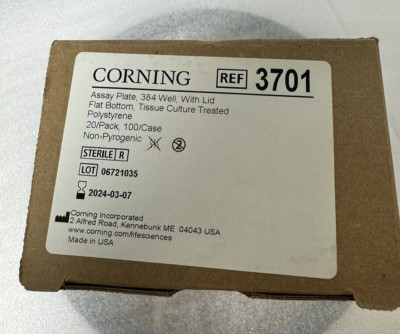 Corning 3701 Microplate with Lid 384 Well Flat Bottom, 20/Pack, 100 ...
