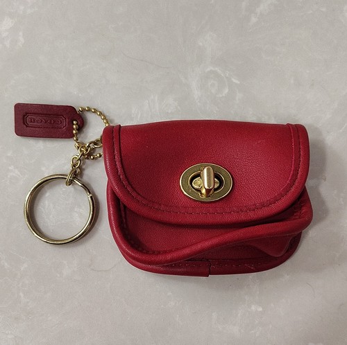 Coach Red Leather Key Chain Bag Charm with Gold Hardware Logo Buckle | eBay
