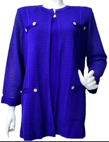 MISOOK Jacquard Knit Cobalt BLUE Jacket Coat SZ 2XL 14/16/18 $596 ...