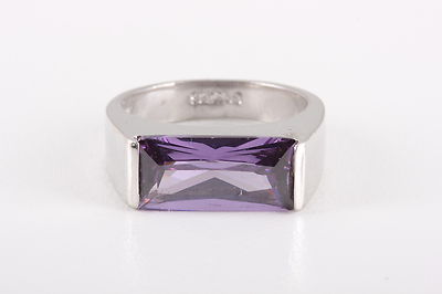 FAS STERLING SILVER PURPLE FACETED CRYSTAL RING SIZE 7 925 FINE VINTAGE ...