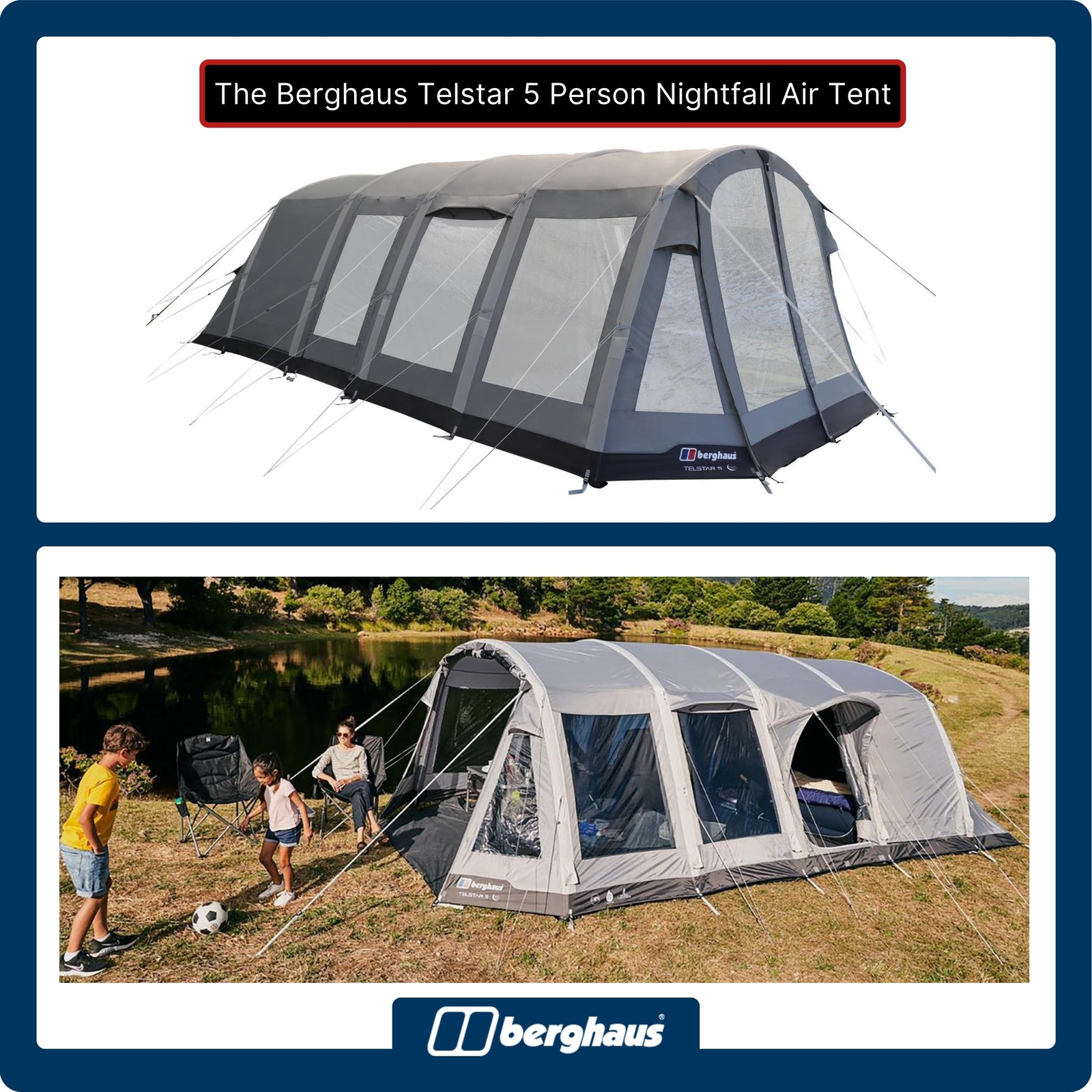 Berghaus Telstar 5 Nightfall Air Beam Tent with Darkened Bedroom ...