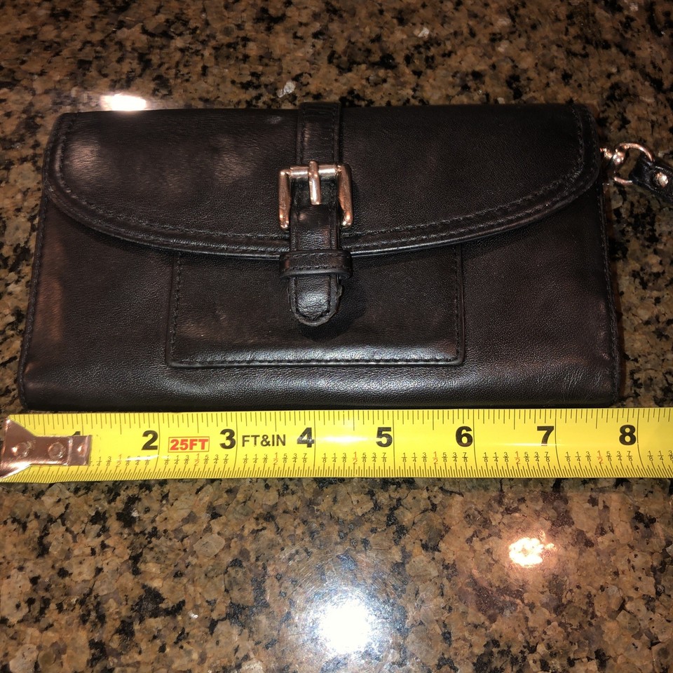 Y2K COACH Vintage SOHO HAMPTON Large Black Leather Wristlet w/ Silver ...