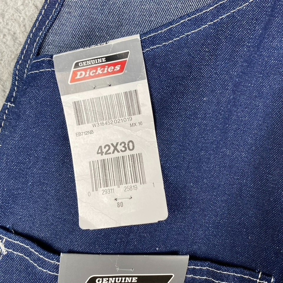 Dickies Relaxed Fit Bibs Overall Men’s 42x30 Dark Wash Denim Carpenter ...