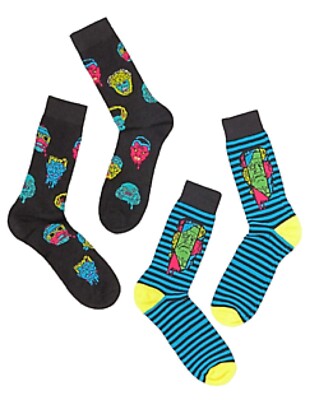 New UNIVERSAL MONSTERS Mens 2 Pair Socks FRANKENSTEIN CREATURE FROM ...