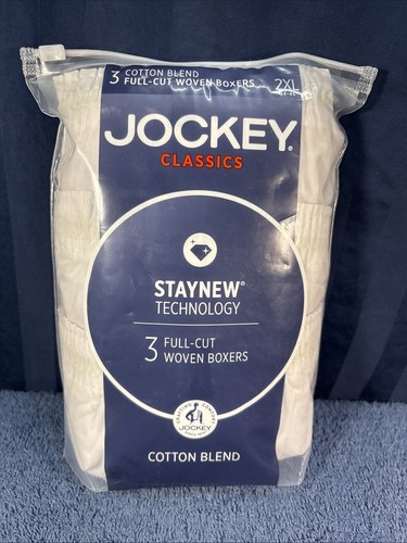 Jockey Classics Fit Full Cut Woven Boxers 3 Pack Men's 2XL 44-46 White ...